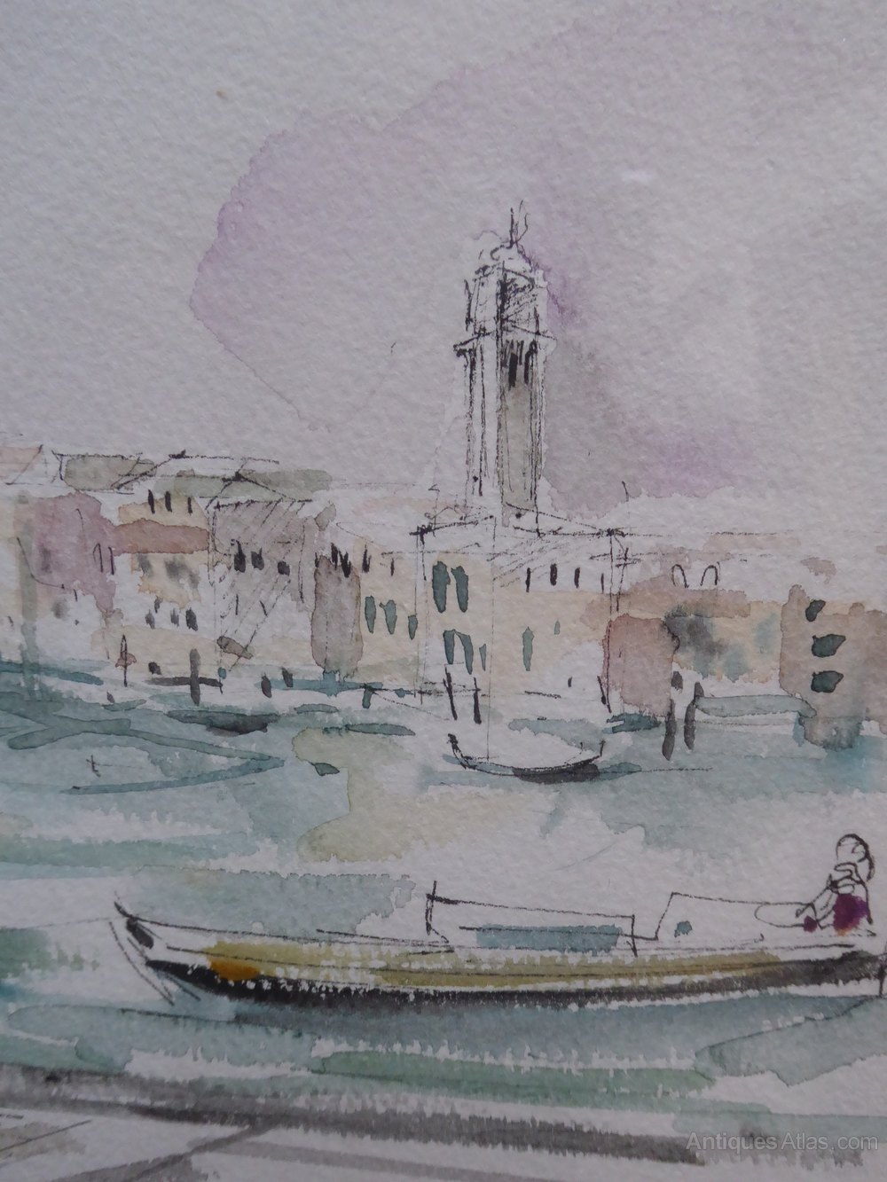 Antiques Atlas - Watercolour And Ink Venice Listed Artist Wendy Yeo