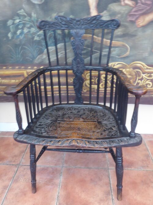 Windsor Comb Back Chair Country Oak Carved 1780 as299a4421 / 499 ...