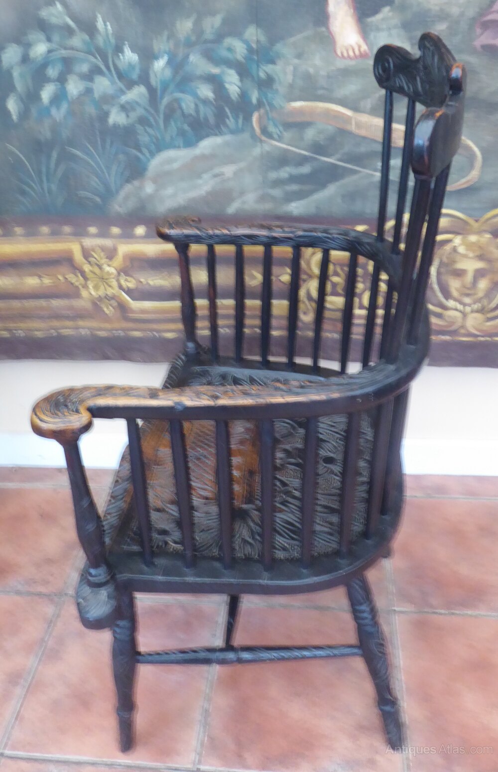 Windsor Comb Back Chair Country Oak Carved 1780 as299a4421 / 499 ...