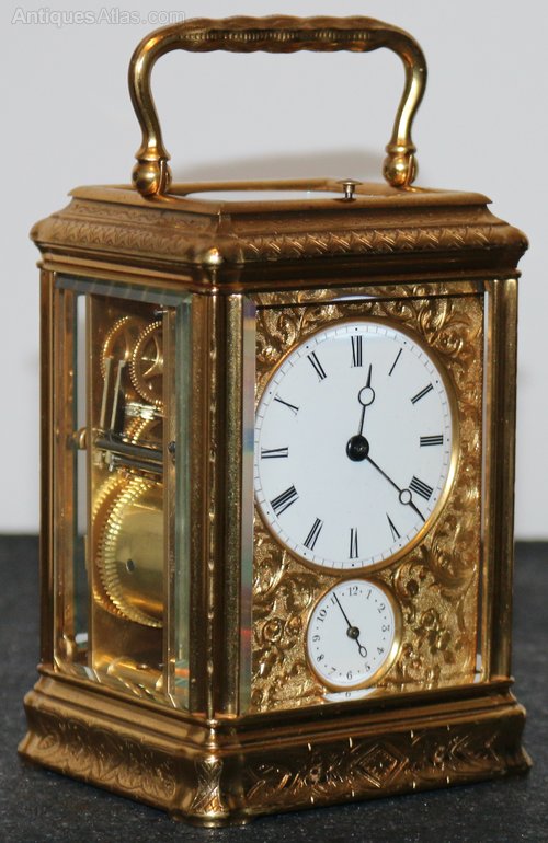 Antiques Atlas - Drocourt Engraved Repeater Carriage Clock 1840 as915a080