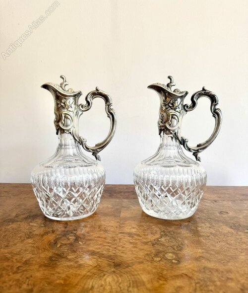 Antiques Atlas - Pair Of Edwardian Silver Plated Claret Jugs as1144a2718