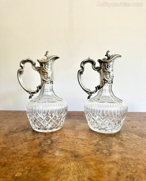 Antiques Atlas - Pair Of Edwardian Silver Plated Claret Jugs as1144a2718
