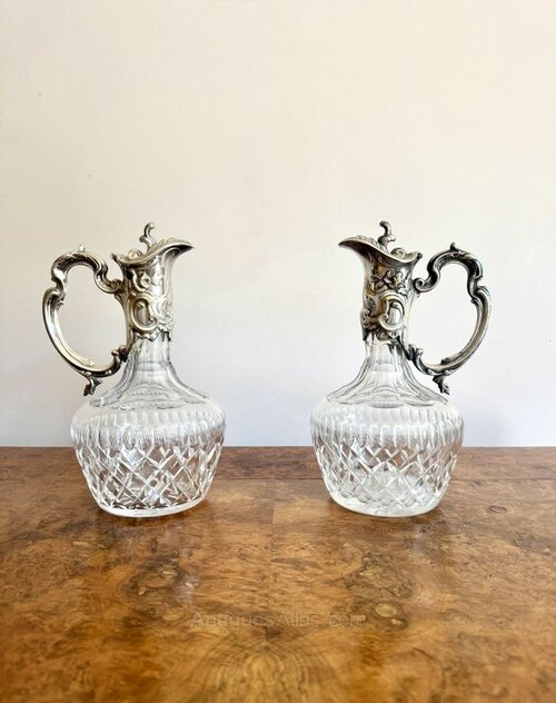 Antiques Atlas - Pair Of Edwardian Silver Plated Claret Jugs as1144a2718