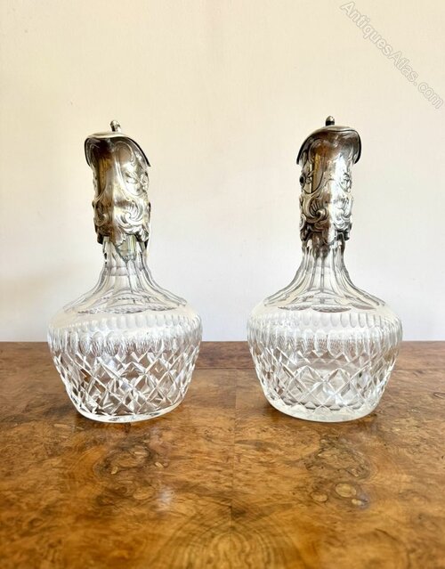 Antiques Atlas - Pair Of Edwardian Silver Plated Claret Jugs as1144a2718