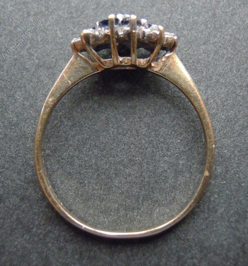Antiques Atlas - 9ct Gold, Diamonds And Sapphires Cluster Ring