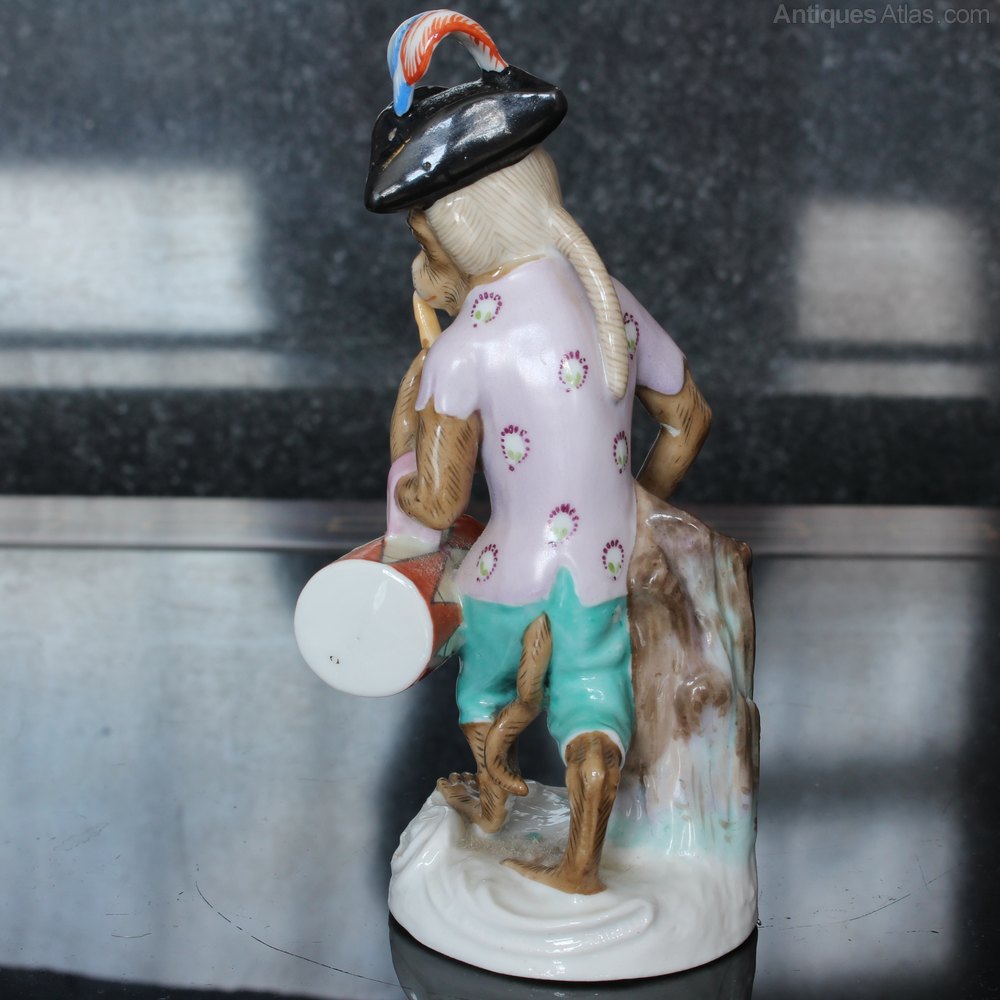 Antiques Atlas - Dresden Porcelain Monkey Band Drummer Figurine