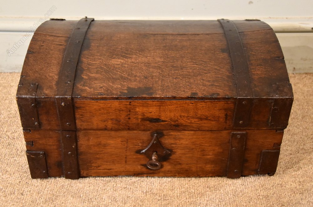 Antiques Atlas - 18th Century Oak And Iron Bound Deed Strong Box