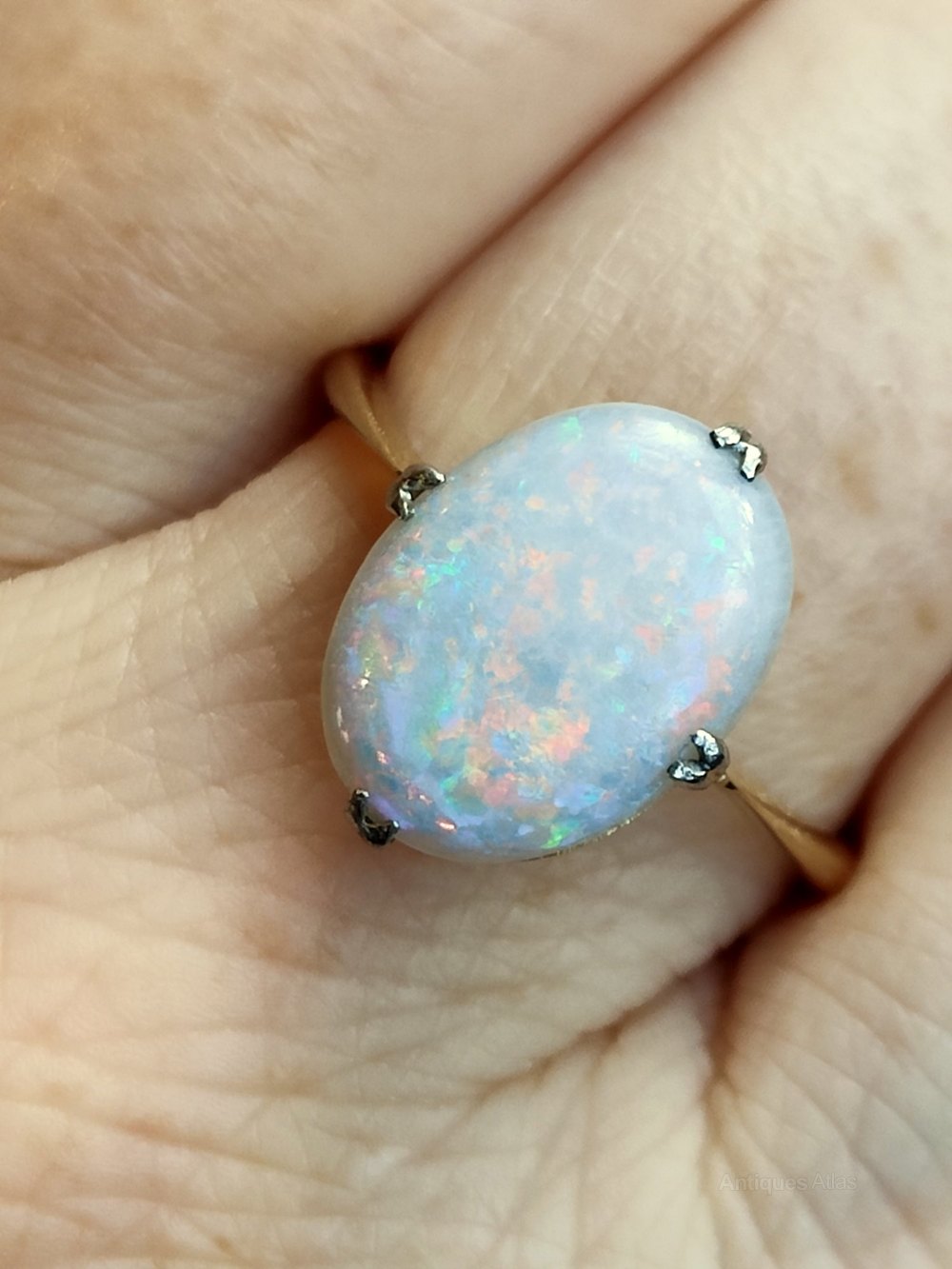 Antiques Atlas - Art Deco 18ct Gold Platinum Fiery Opal Ring