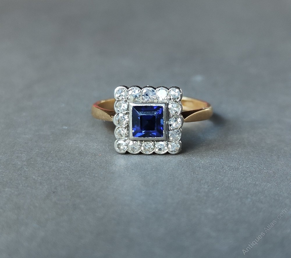 Antiques Atlas - Art Deco 18ct Gold Sapphire And Diamond Ring