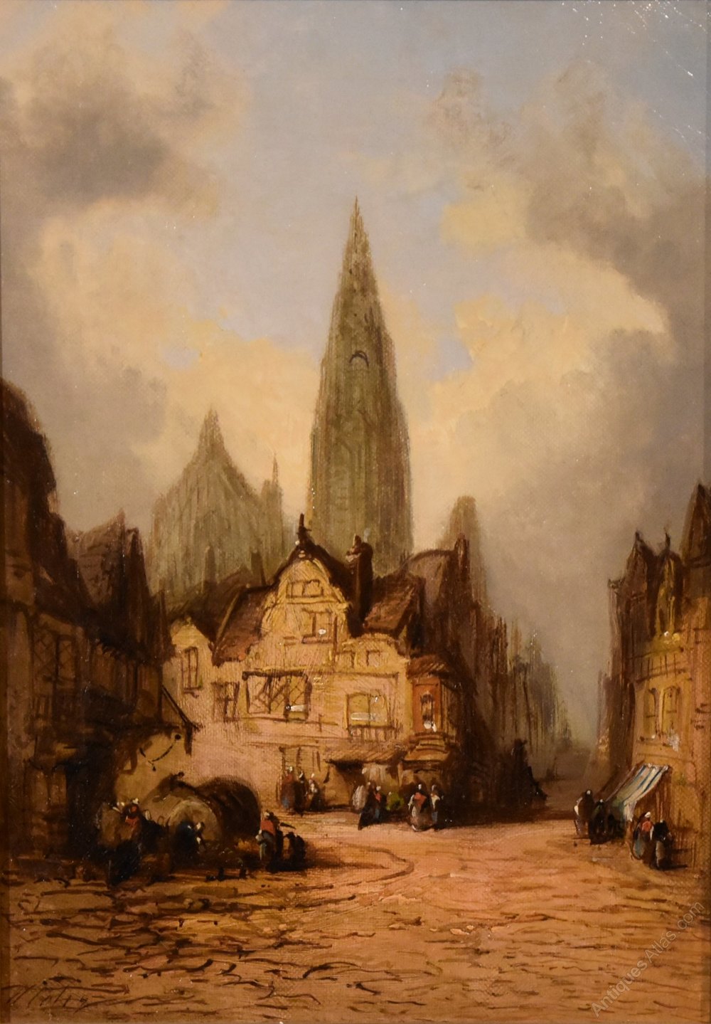 Antiques Atlas - Oil Painting Pair By Henry Foley "Continental Town Scenes"