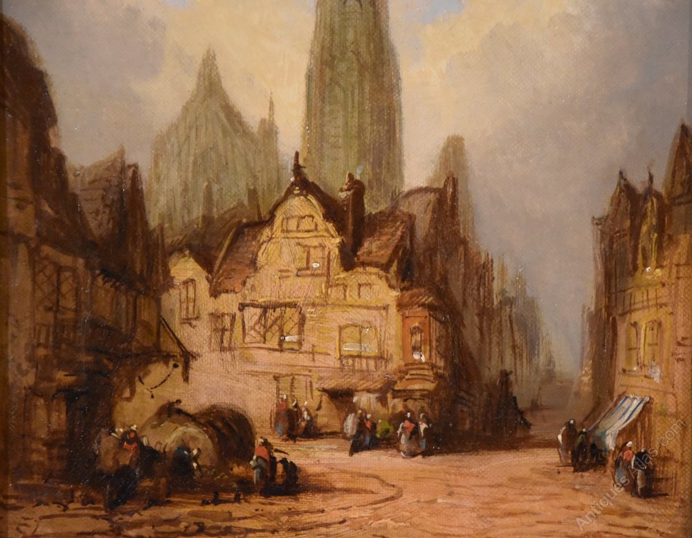 Antiques Atlas - Oil Painting Pair By Henry Foley "Continental Town Scenes"