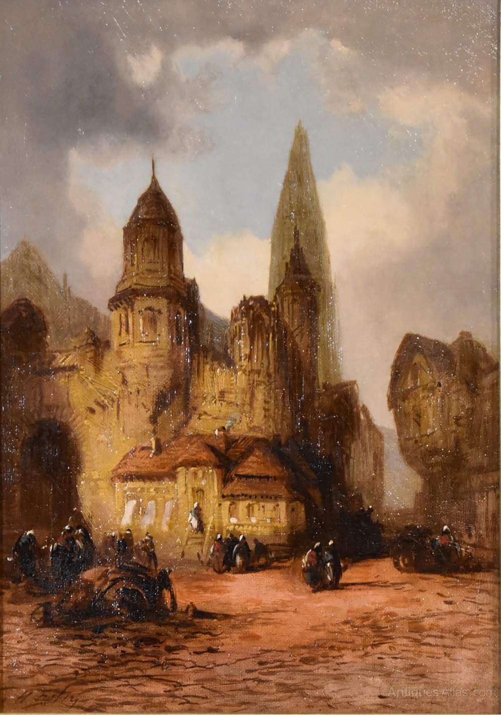 Antiques Atlas - Oil Painting Pair By Henry Foley "Continental Town Scenes"