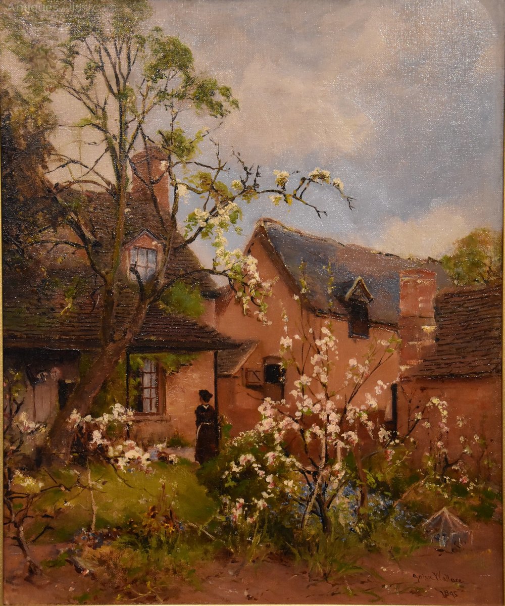 Antiques Atlas - Oil Painting By John Wallace Shottery Farm, Near Stratford