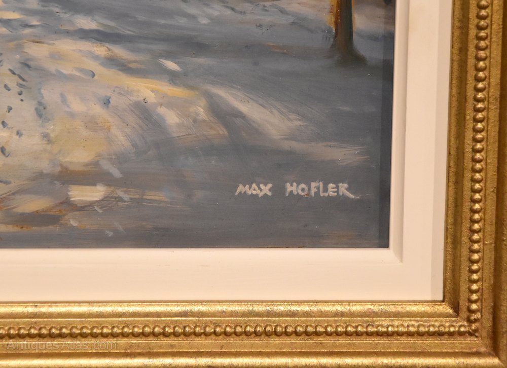 Antiques Atlas - Oil Painting By Max Hofler \"The Frozen Pond\"