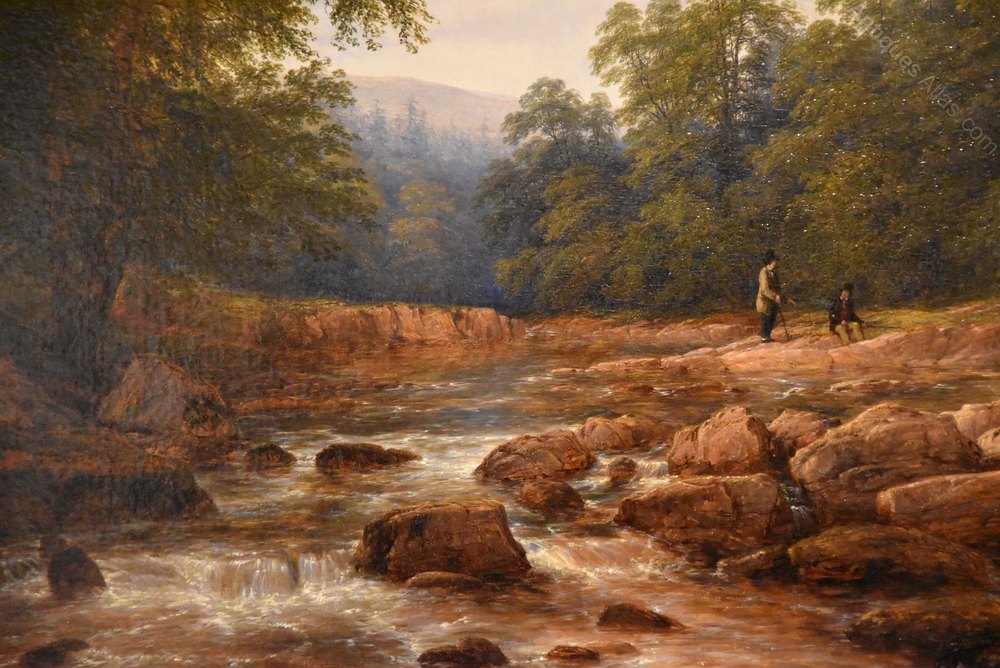 Antiques Atlas - Oil Painting By Thomas Baker \"On The Usk\"