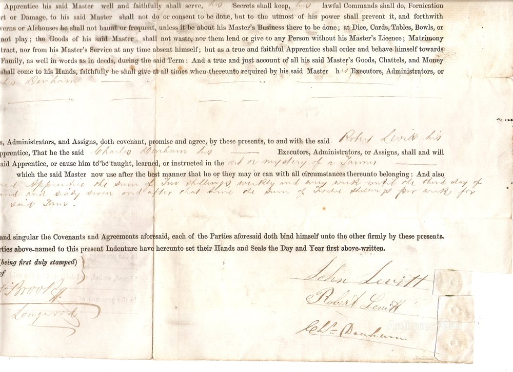 Antiques Atlas - Apprentice Indenture For A Tanner Dated 1865 as167a916