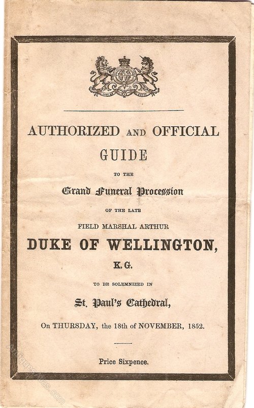 Antiques Atlas - Duke Of Wellington Official Guide To His Funeral