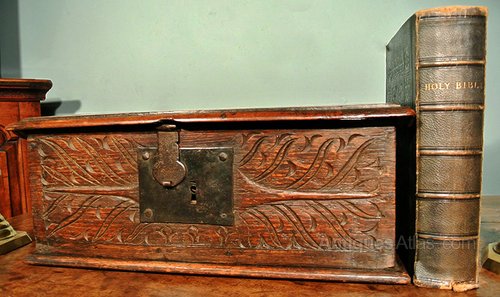 Antiques Atlas - 17th Century Oak Bible Box With Bible