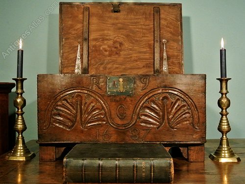 Antiques Atlas - Beautiful Elm Deed Box Or Coffer Dated 1687