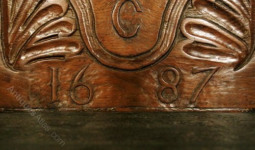 Antiques Atlas - Beautiful Elm Deed Box Or Coffer Dated 1687