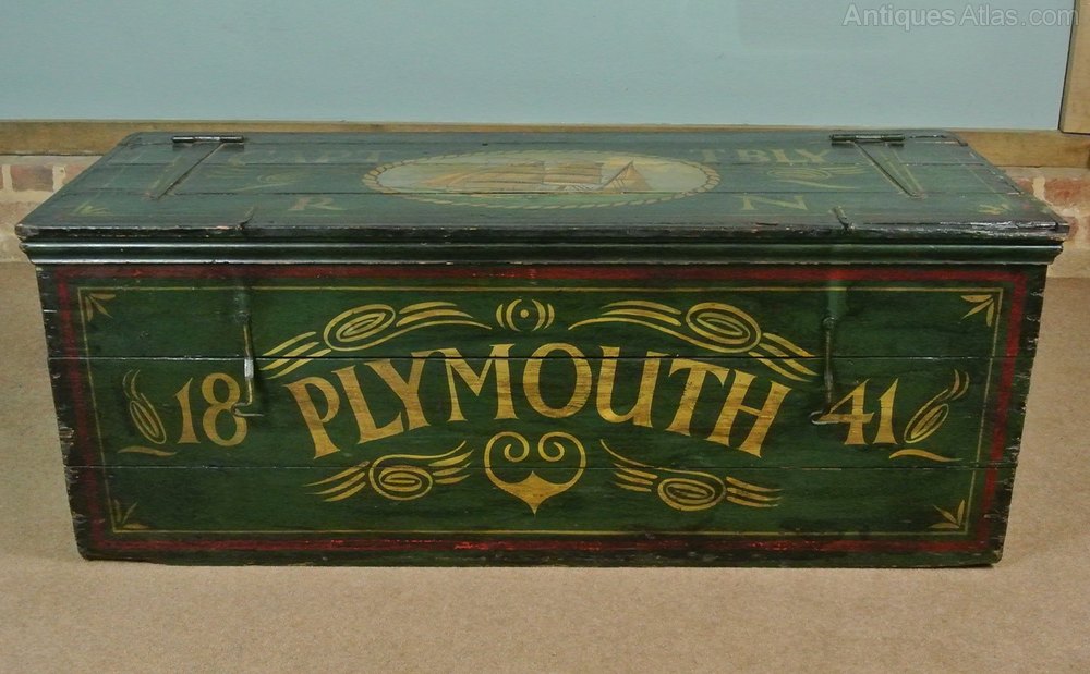 Beautiful Green Painted Nautical Chest Dated 1841 - Antiques Atlas
