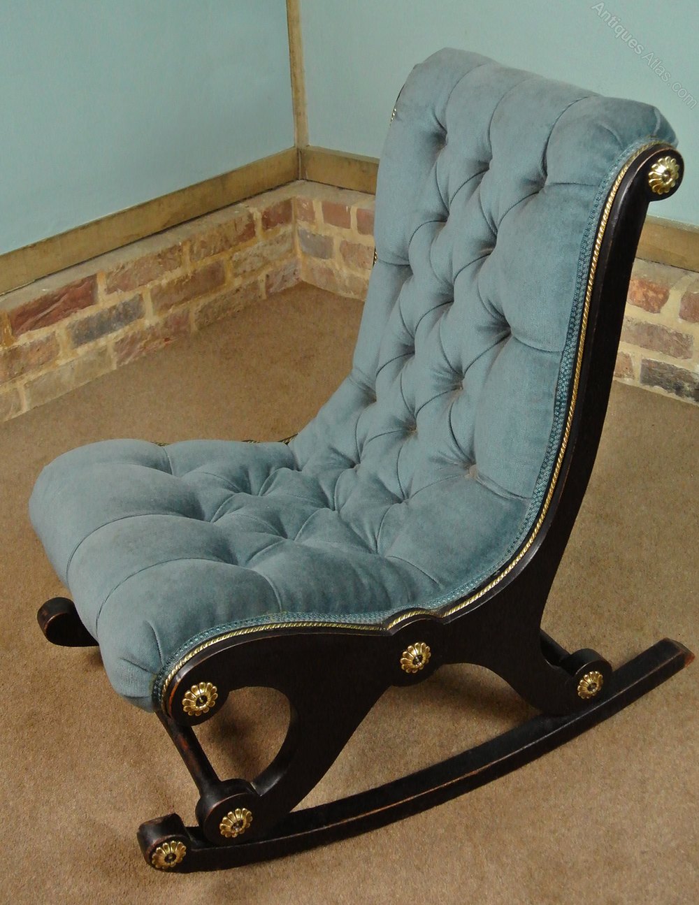 Regency Ebonised And Brass Mounted Rocking Chair - Antiques Atlas