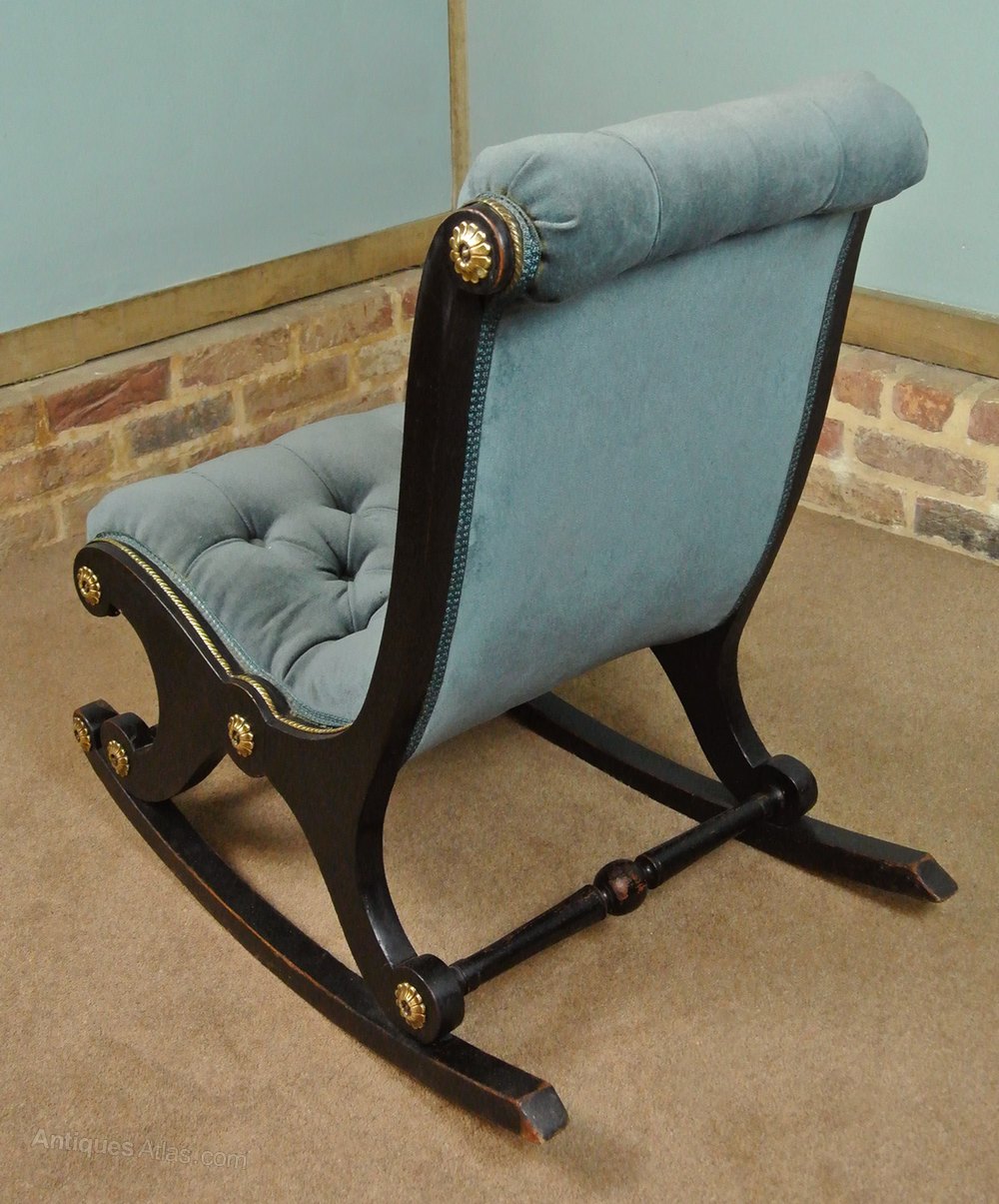 Regency Ebonised And Brass Mounted Rocking Chair - Antiques Atlas