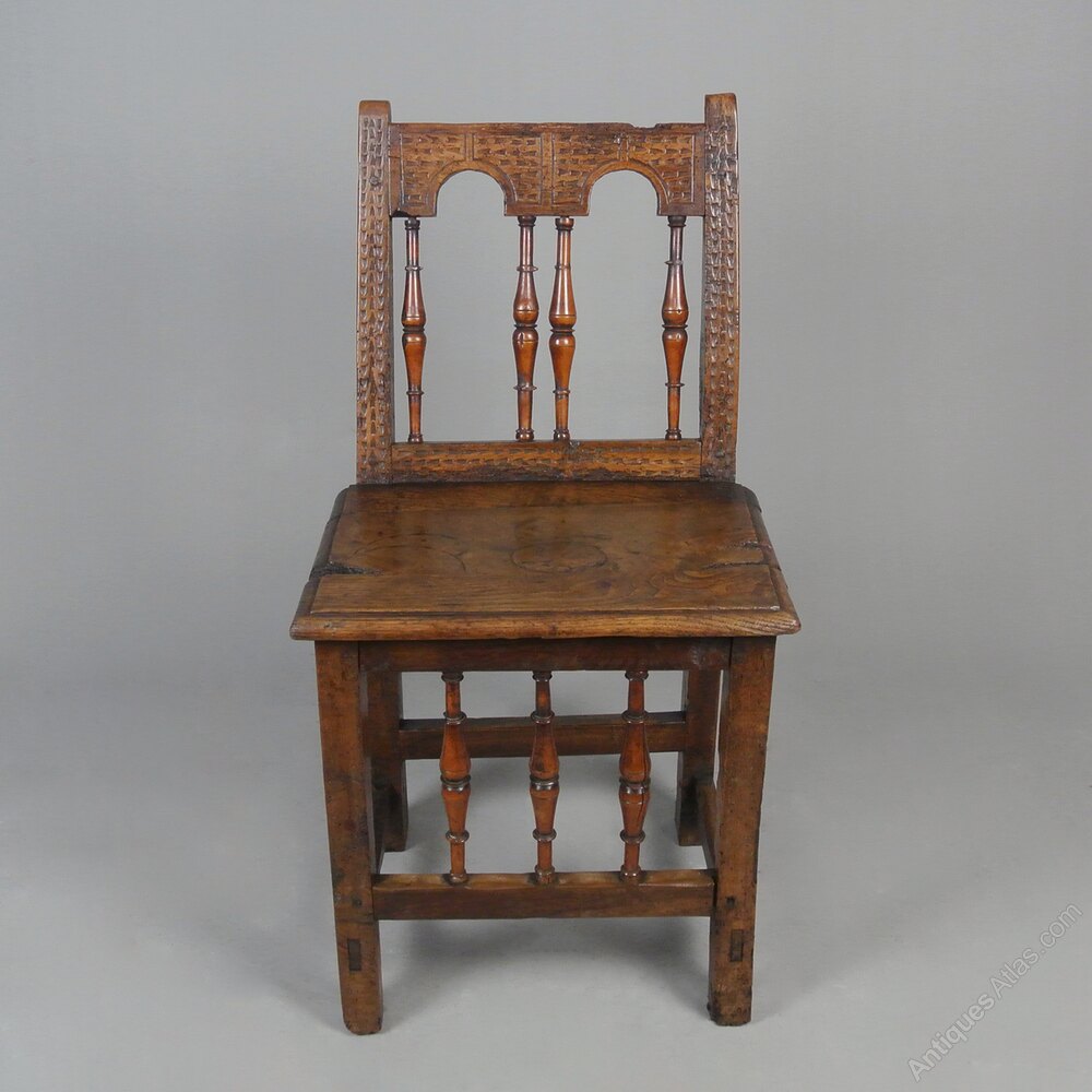 Walnut And Yew Spindle 'Back Stool' Chair C.1600 as216a2317 - Antiques Atlas