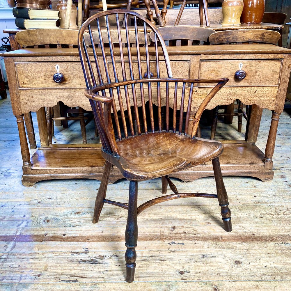 Primitive 18thC Yew Wood Stick Back Chair - Antiques Atlas