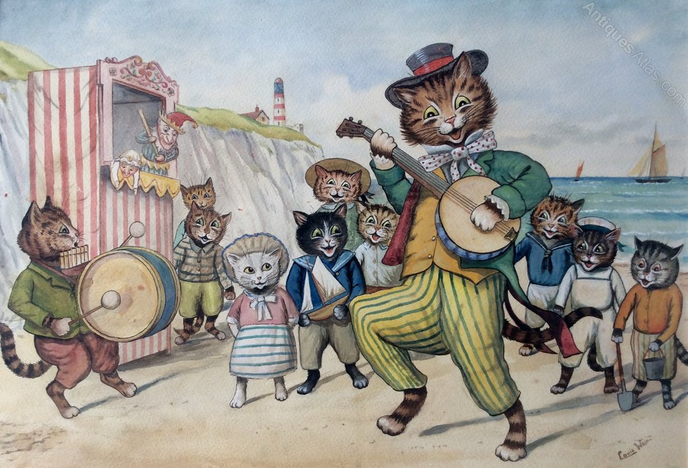 Antiques Atlas - Louis Wain Watercolour Signed
