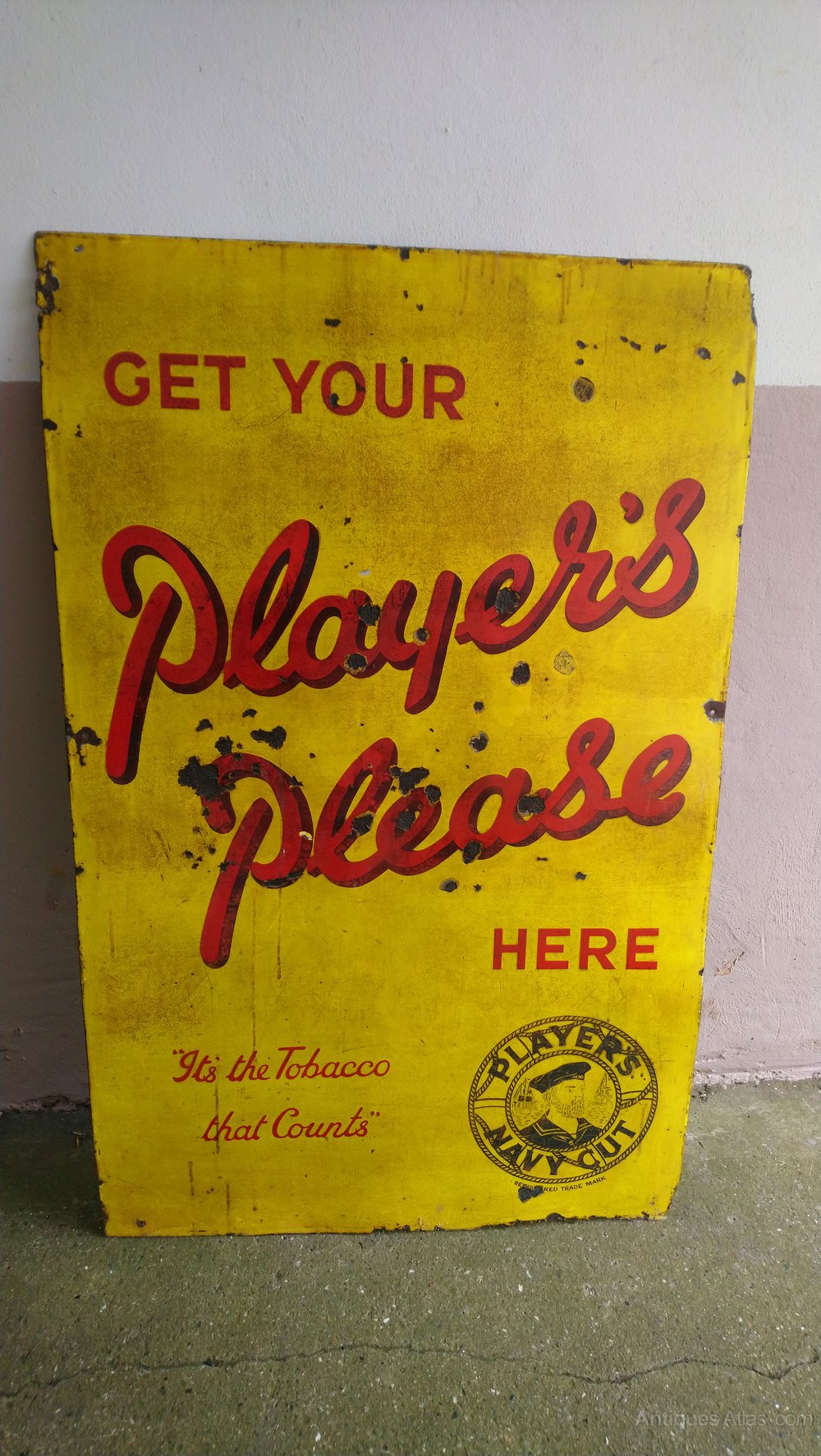 Antiques Atlas - Original Large Players Please Enamel Sign