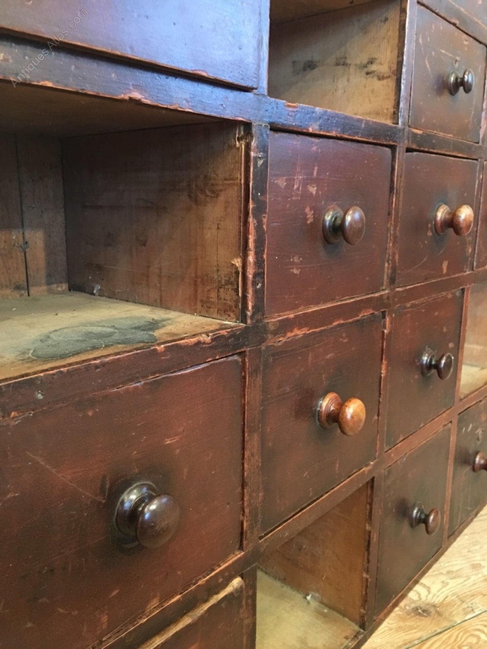 Rustic Pine Bank Of Drawers - Antiques Atlas