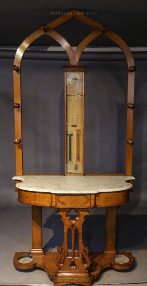 Unusual Oak Hall Stand With Fitzroy Type Barometer - Antiques Atlas