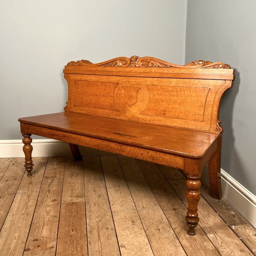 19th C English Oak Hall Bench - Antiques Atlas
