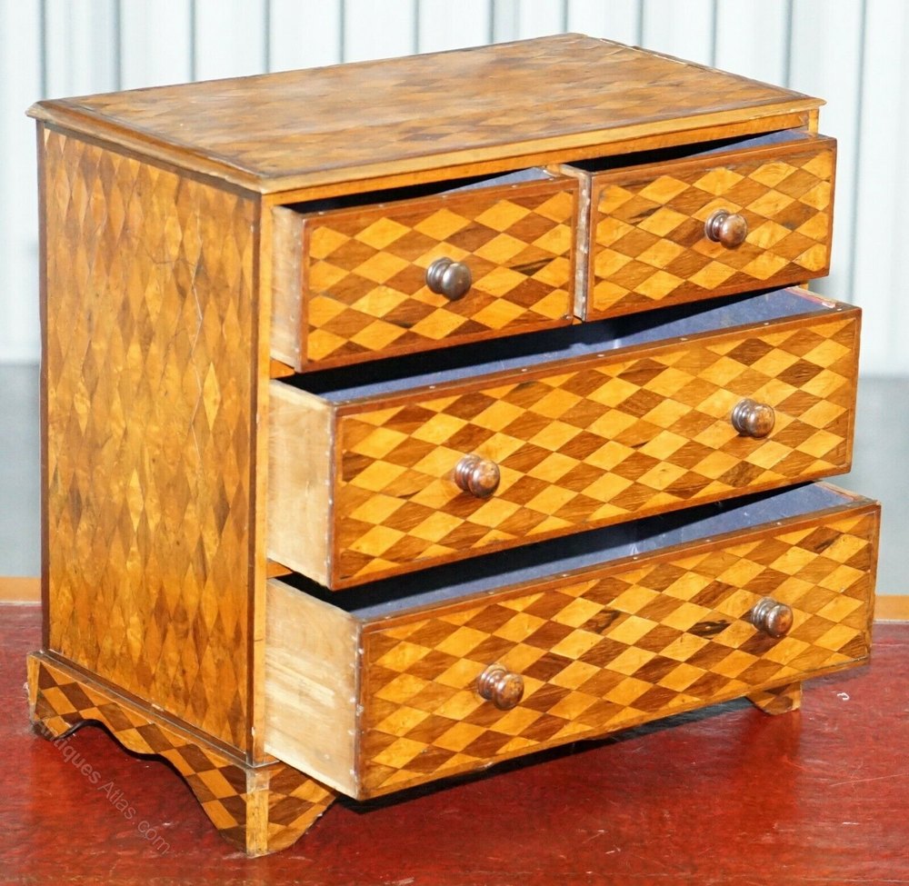 C.1740 Miniature Parquetry Inlay Chest Of Drawers as968a131 - Antiques ...