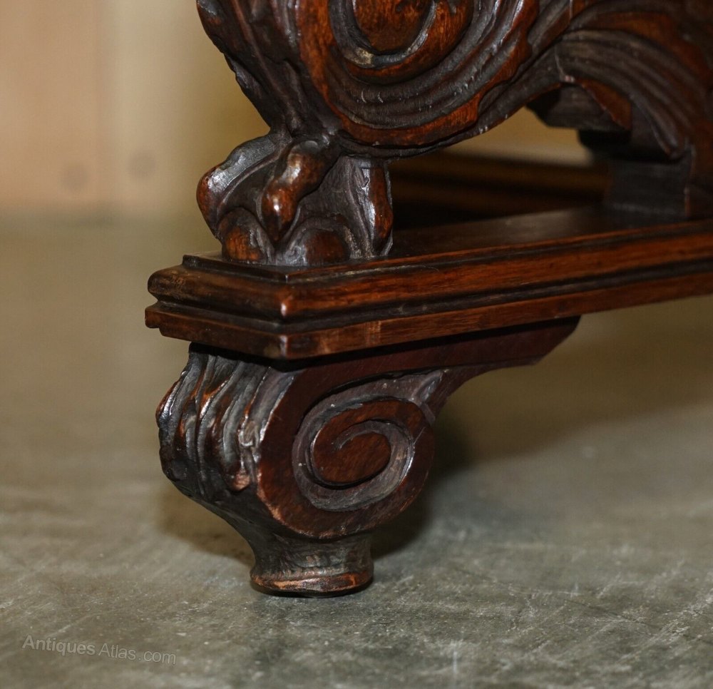Circa 1880 Carved Oak Swans Marble Side Table - Antiques Atlas