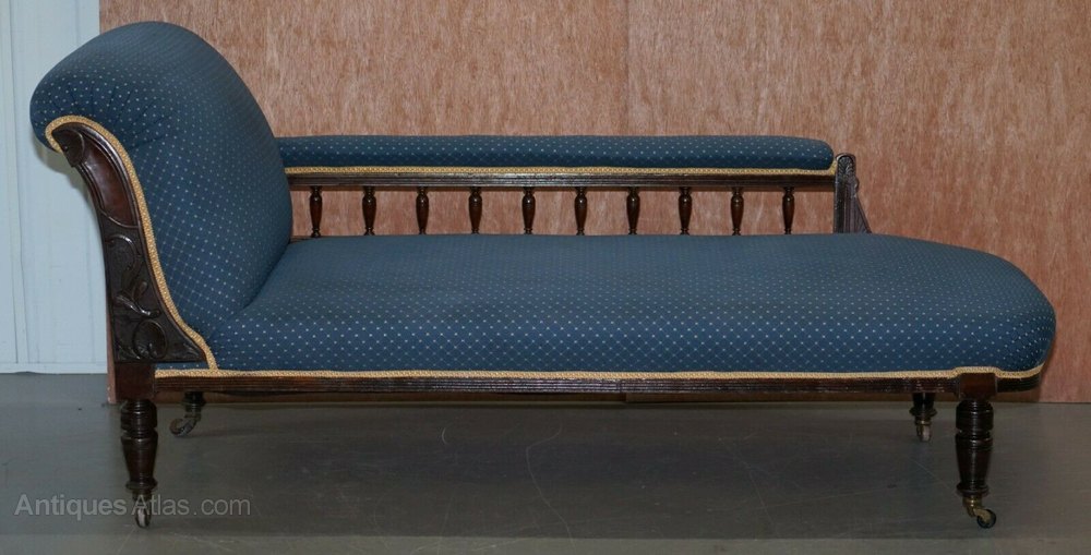 Early Victorian Mahogany Library Chaise Lounge - Antiques Atlas