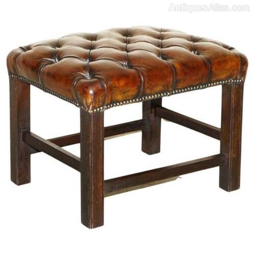 Antiques Atlas - Fully Restored Leather Chesterfield Footstool