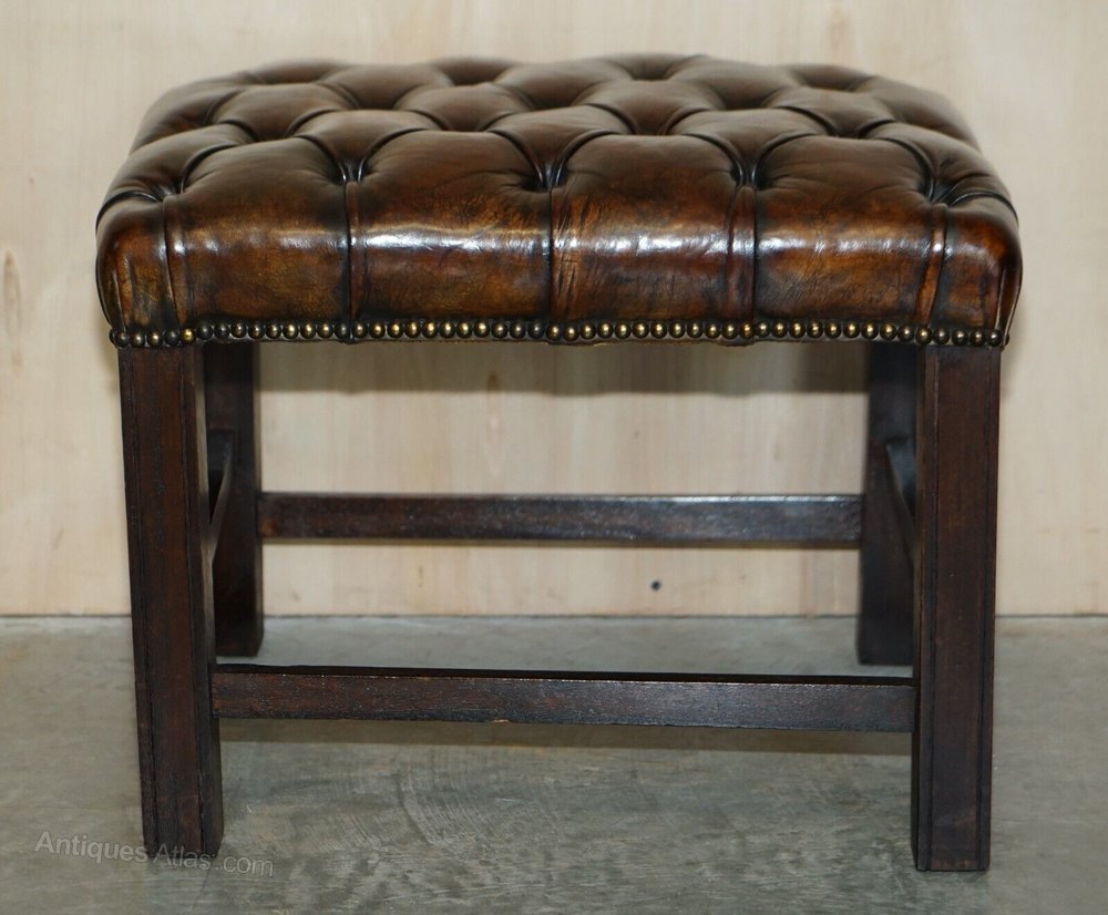 Antiques Atlas - Fully Restored Leather Chesterfield Footstool