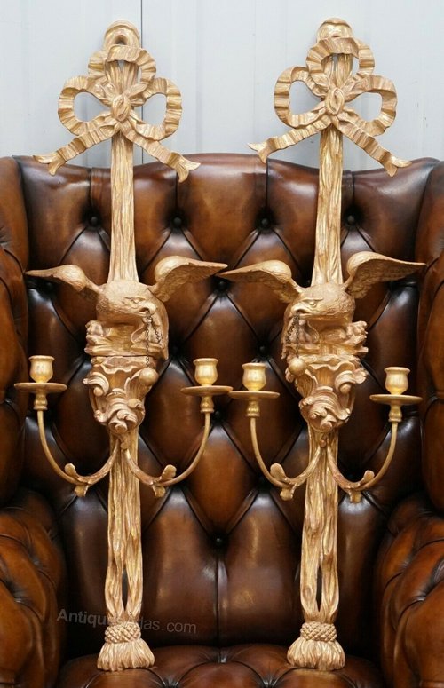 Antiques Atlas - Regency Pair Of Twin Eagle Wall Appliques Sconces