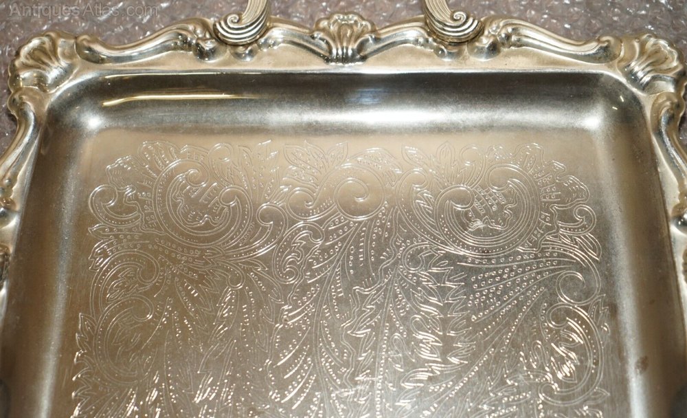 Antiques Atlas - Victorian Hand Engraved Silver Plate Serving Tray