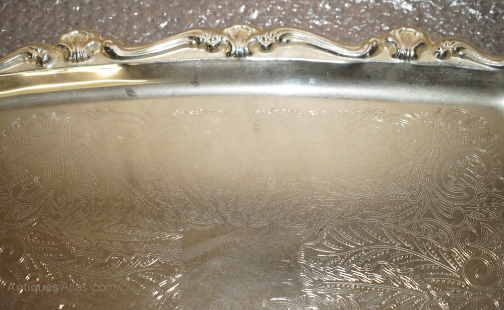 Antiques Atlas - Victorian Hand Engraved Silver Plate Serving Tray
