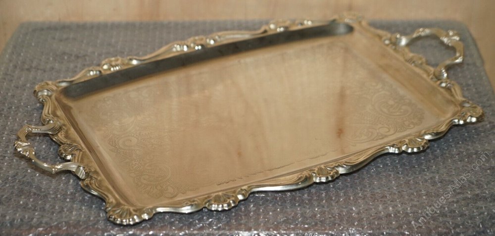 Antiques Atlas - Victorian Hand Engraved Silver Plate Serving Tray