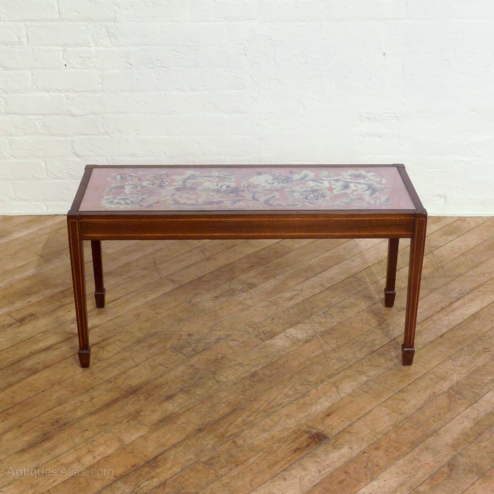 Edwardian Mahogany Coffee Table With Tapestry Top - Antiques Atlas
