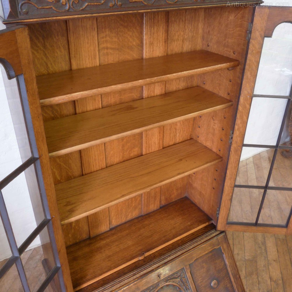 Jacobean Style Oak Bureau Bookcase - Antiques Atlas