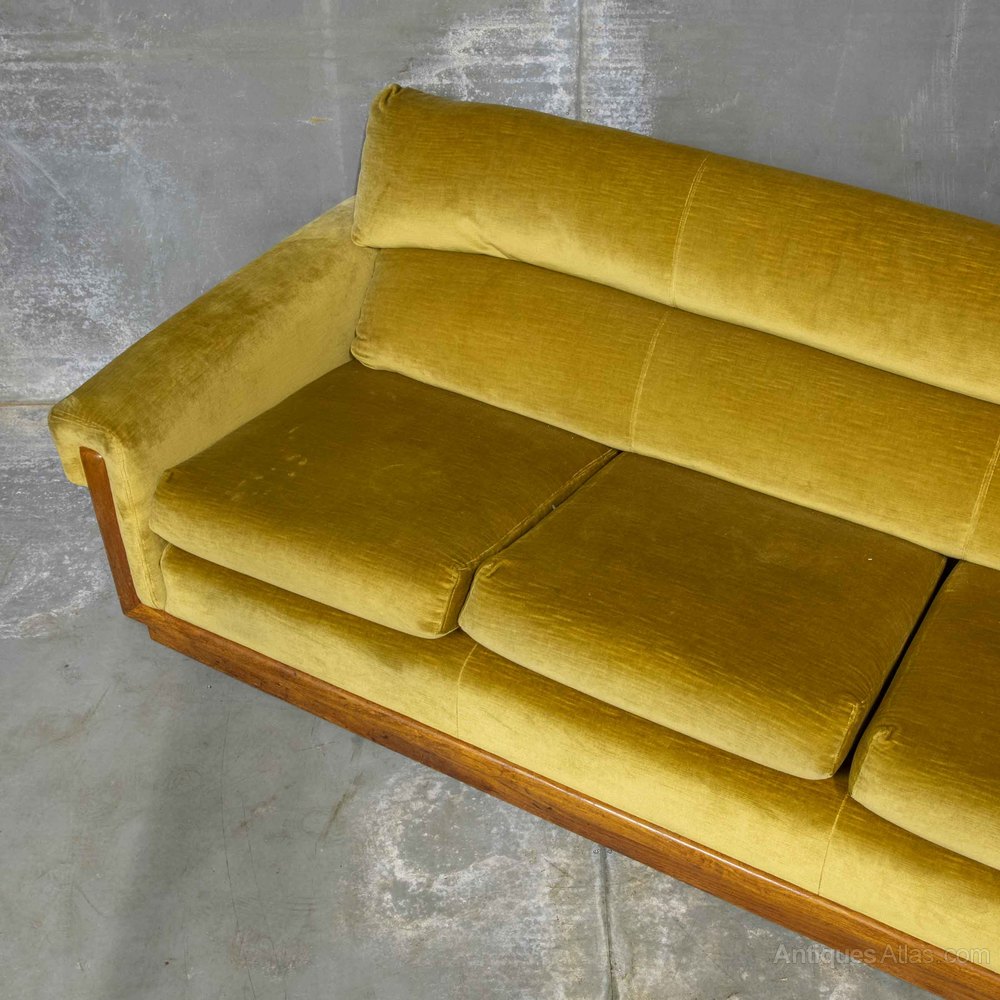 Antiques Atlas - Mid Century Gold Draylon Four Seater Sofa