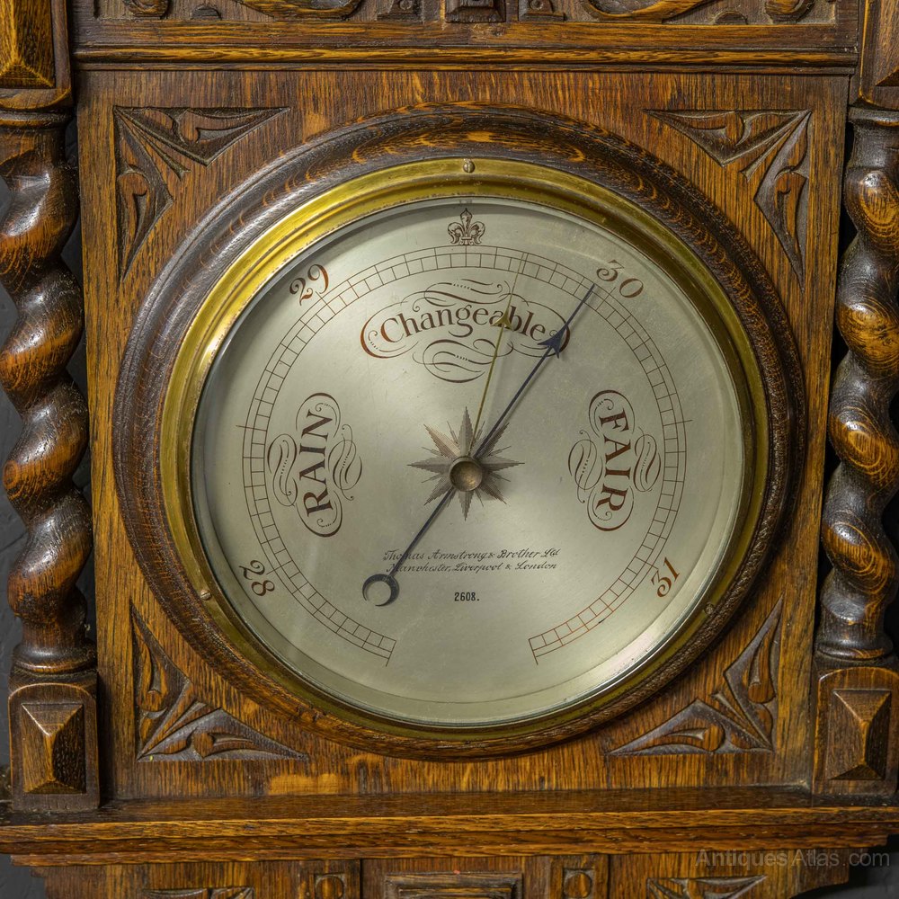 Antiques Atlas - Oak Aneroid Barometer