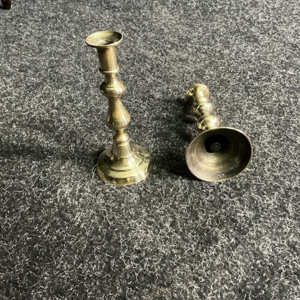 Antiques Atlas - Pair Of Georgian Brass Candlesticks as589a1500 / SKU.G.177