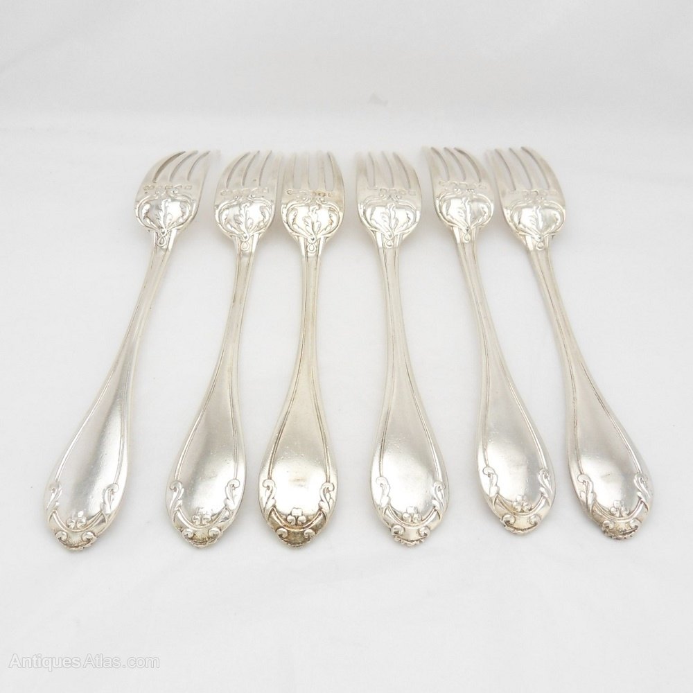 Antiques Atlas - 6 Splendidly Decorated Victorian Silver Forks