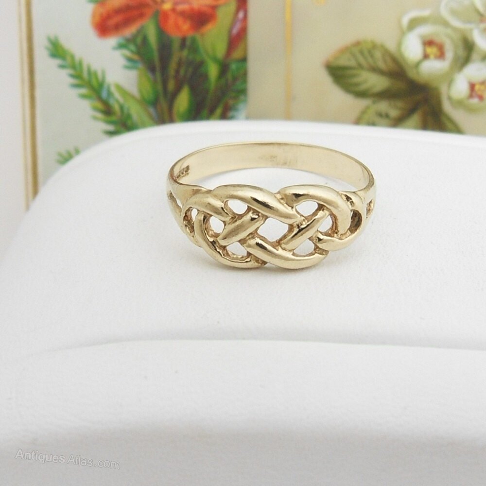 Antiques Atlas - 9ct Yellow Gold Celtic Knot Design Ring Size P 1/2 ...